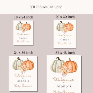 Fall Floral Pumpkin Baby Shower Welcome Sign Editable Digital Download ...
