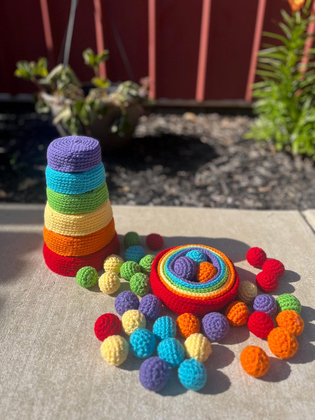 Crochet Rainbow Stacking Bowls & Balls: Montessori Learning Toy - Etsy