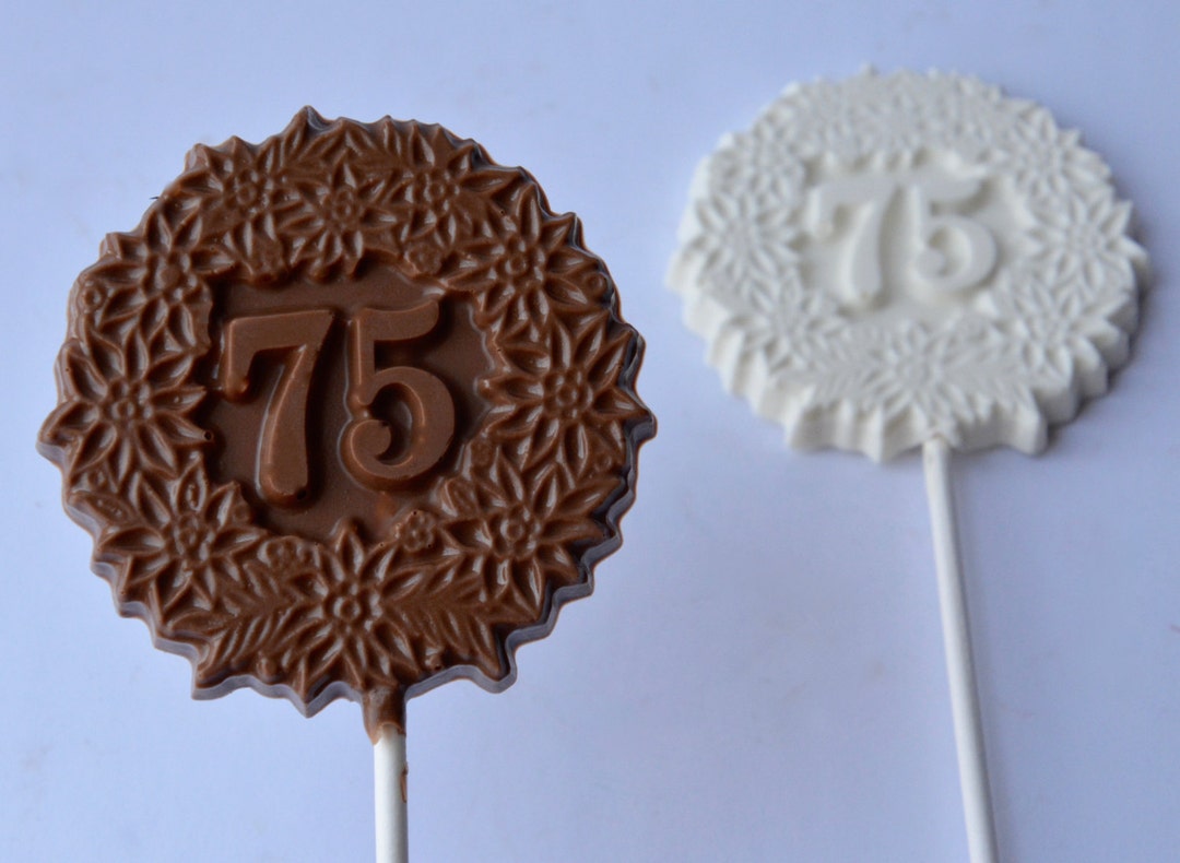 Number 75 Chocolate Pops (12), 75 Chocolate Birthday Favors, 75 ...