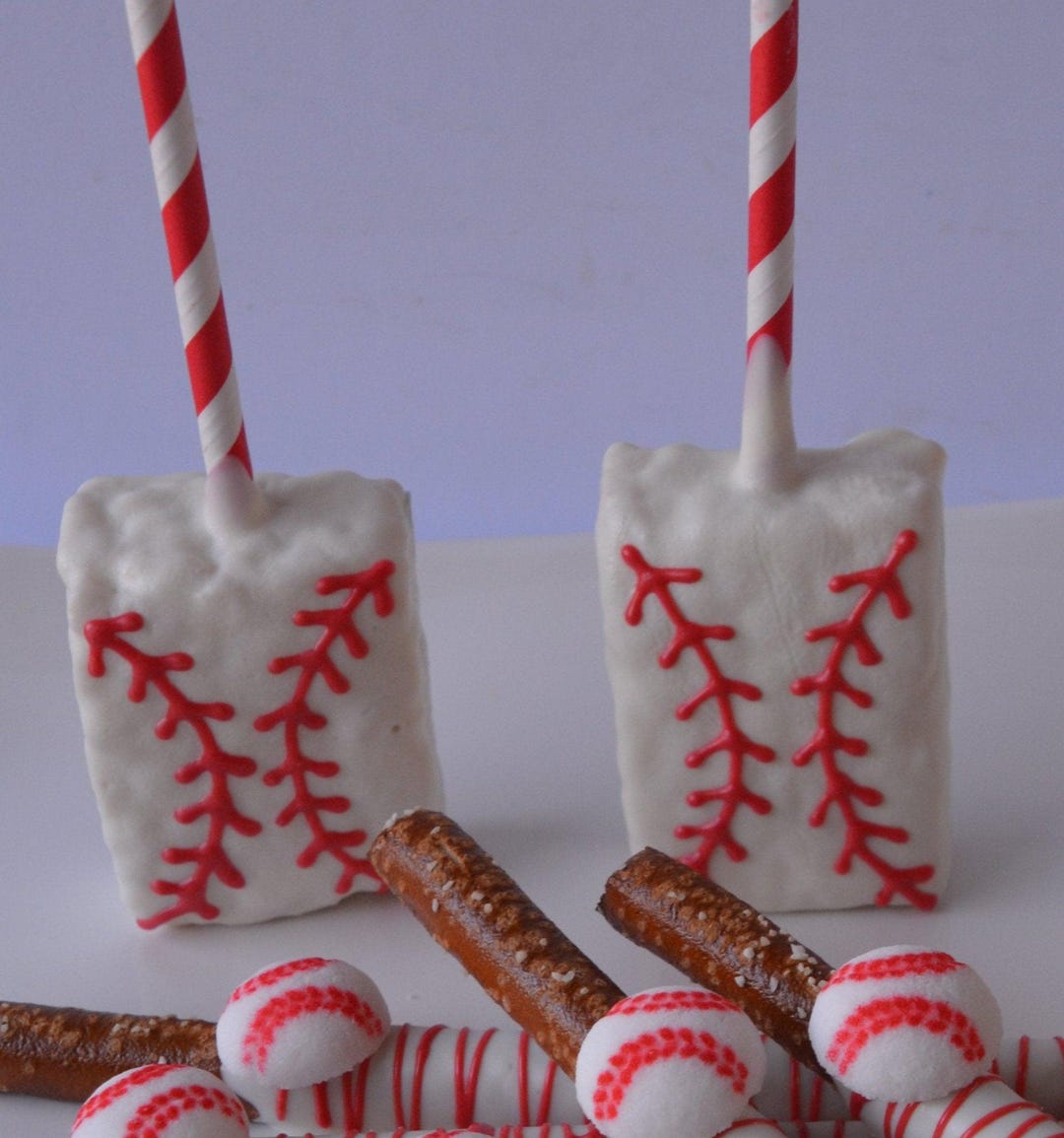 Baseball Themed Chocolate Covered Rice Crispie Treats - Etsy