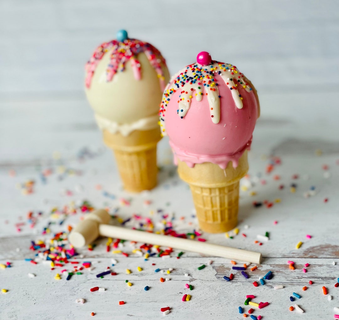 Set of 2 Chocolate Breakable Ice Cream Cones, Ice Cream Party, Ice ...