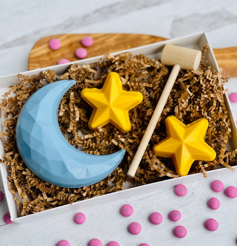 Breakable Chocolate Moon and Star, Gender Reveal, Moon Chocolate ...