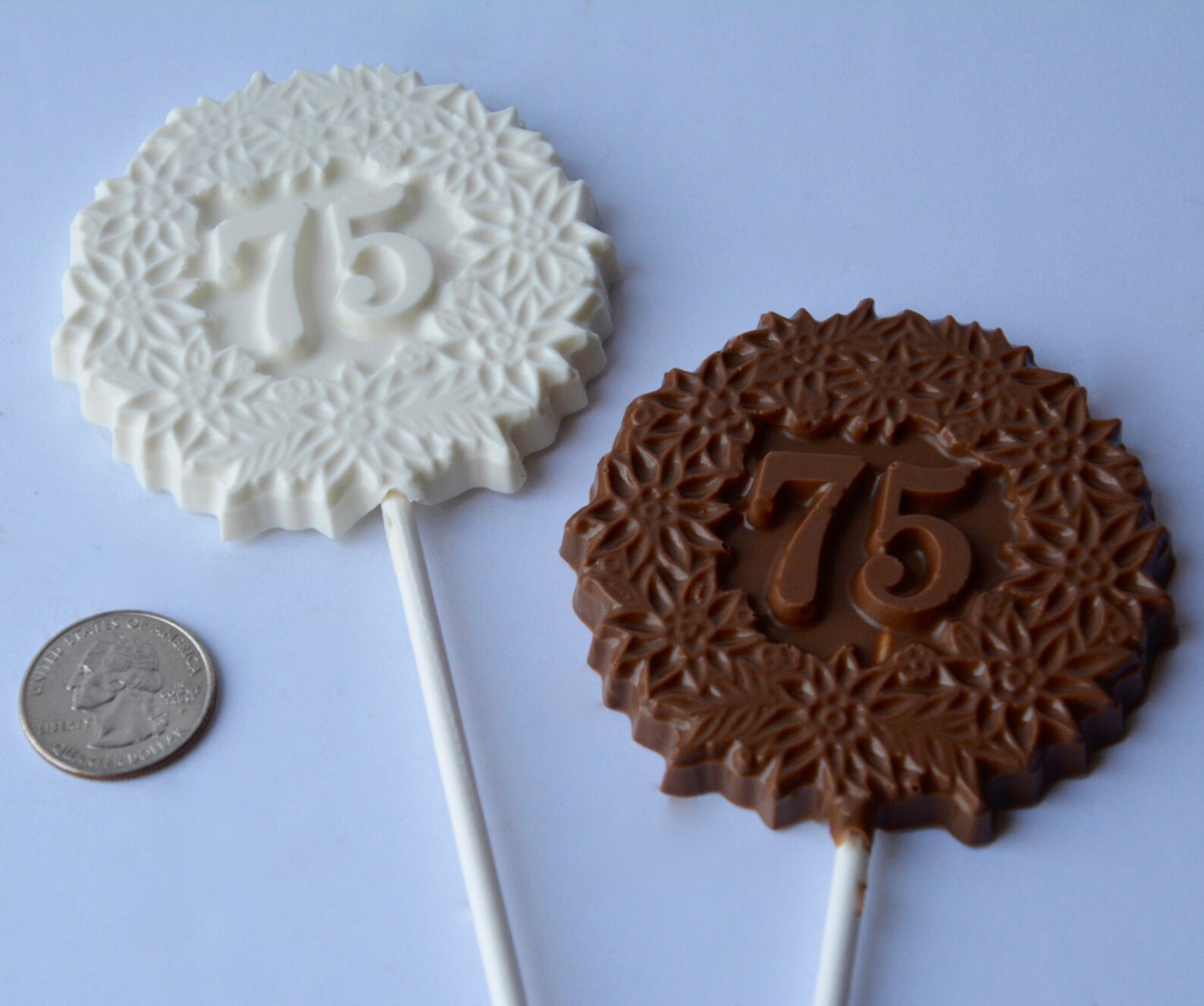 Number 75 Chocolate Pops (12), 75 Chocolate Birthday Favors, 75 ...