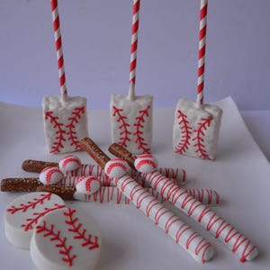 Baseball Themed Chocolate Covered Rice Crispie Treats - Etsy