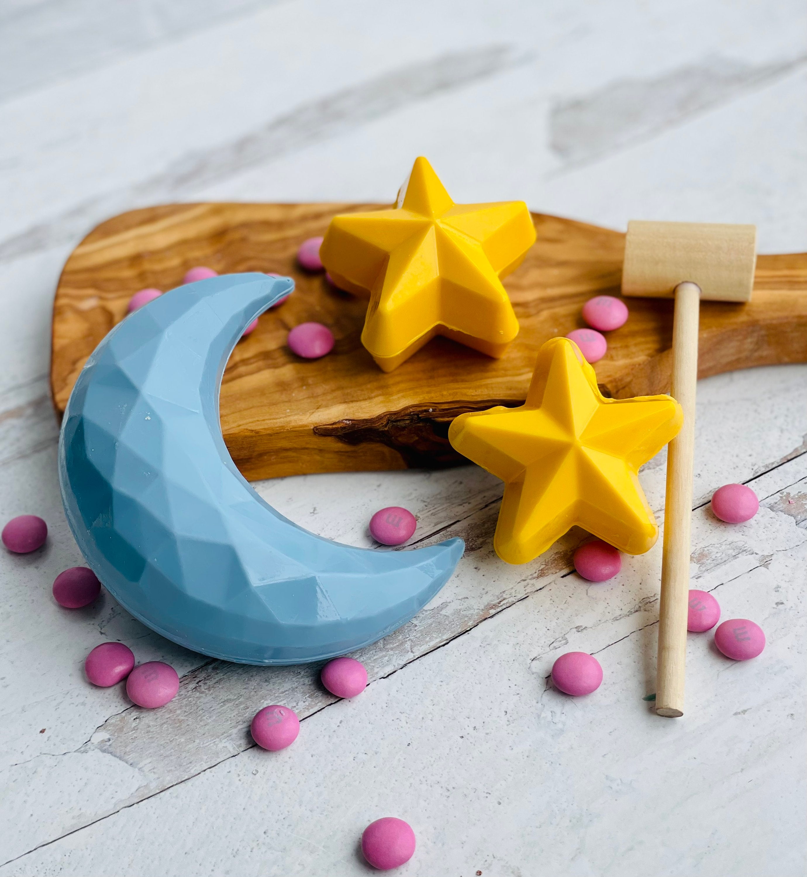 Breakable Chocolate Moon and Star Gender Reveal Moon - Etsy