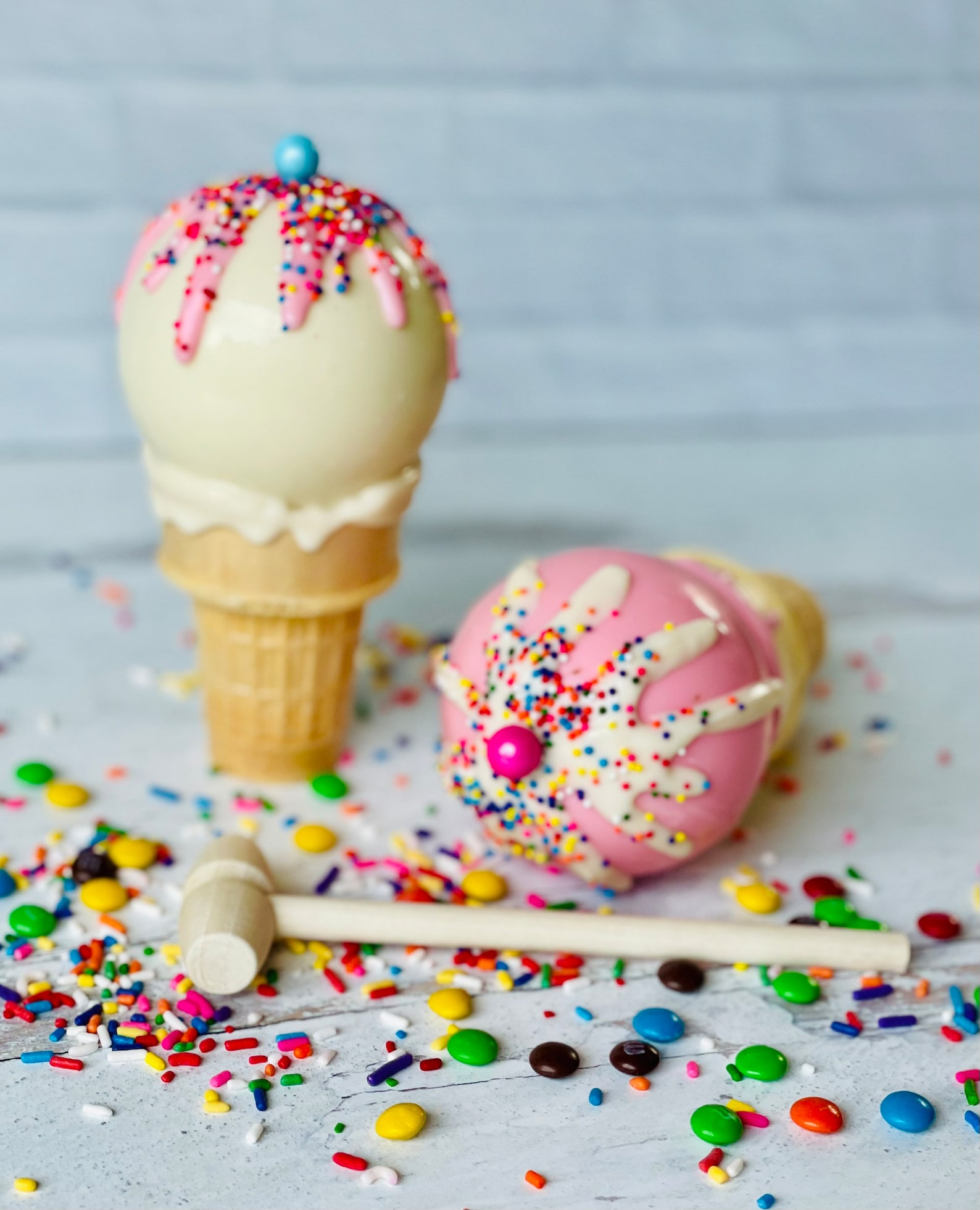 Set of 2 Chocolate Breakable Ice Cream Cones, Ice Cream Party, Ice ...