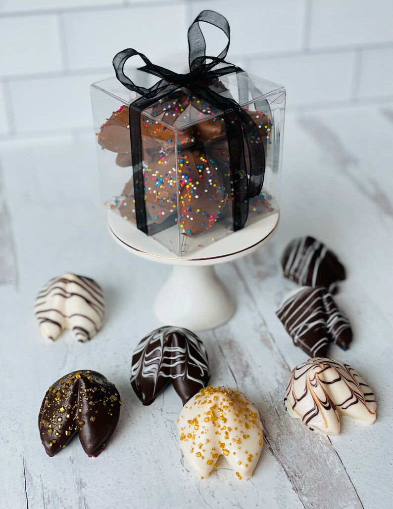 Gourmet Chocolate Dipped Fortune Cookies, Chocolate Fortune Cookies ...