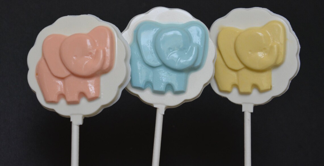 Chocolate Elephant Lollipops (12), Chocolate Baby Shower, Sprinkle ...