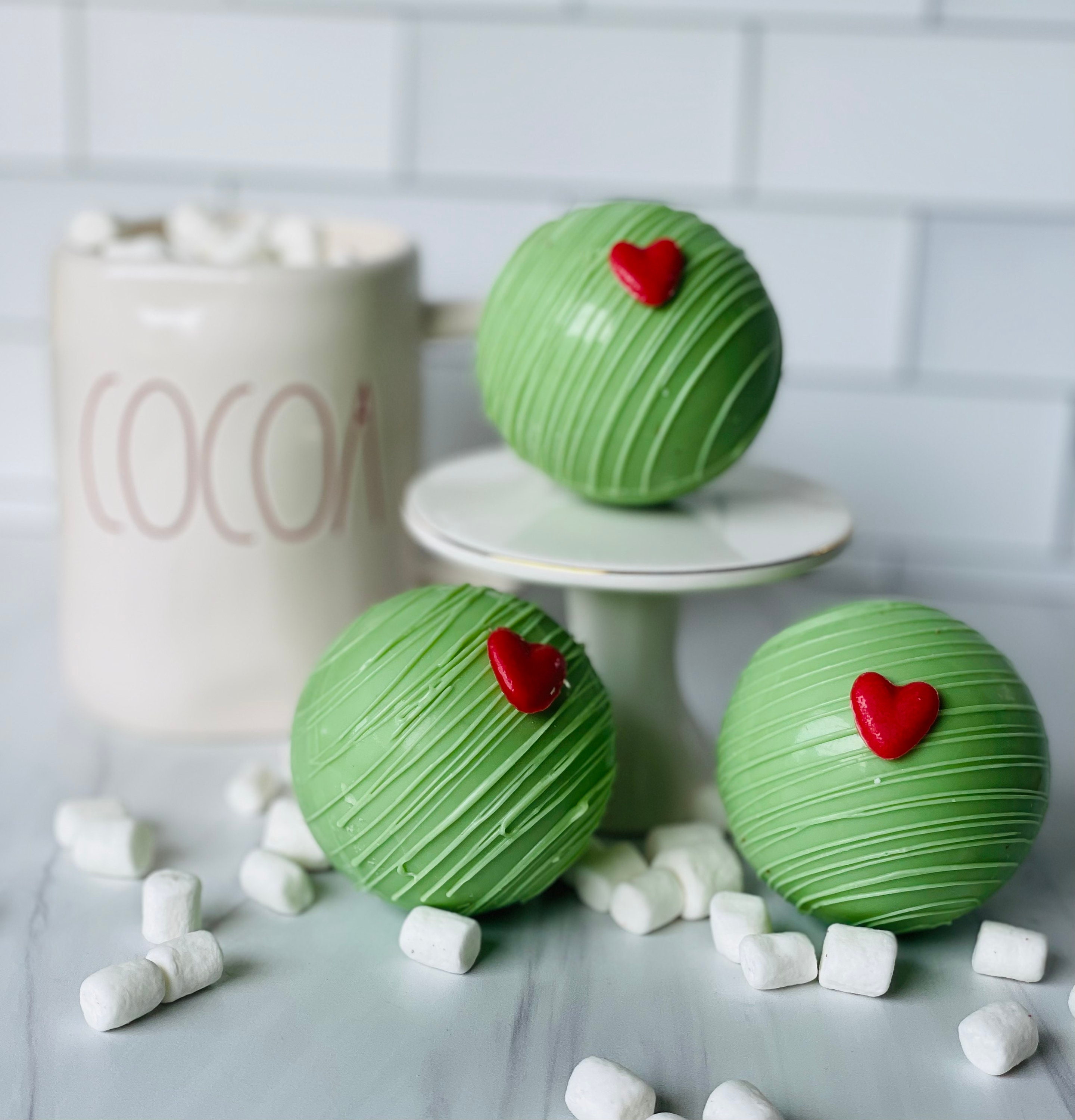 Set of 4 Large Hot Chocolate GREEN Bombs, Chocolate Bombs, Cocoa Bombs ...