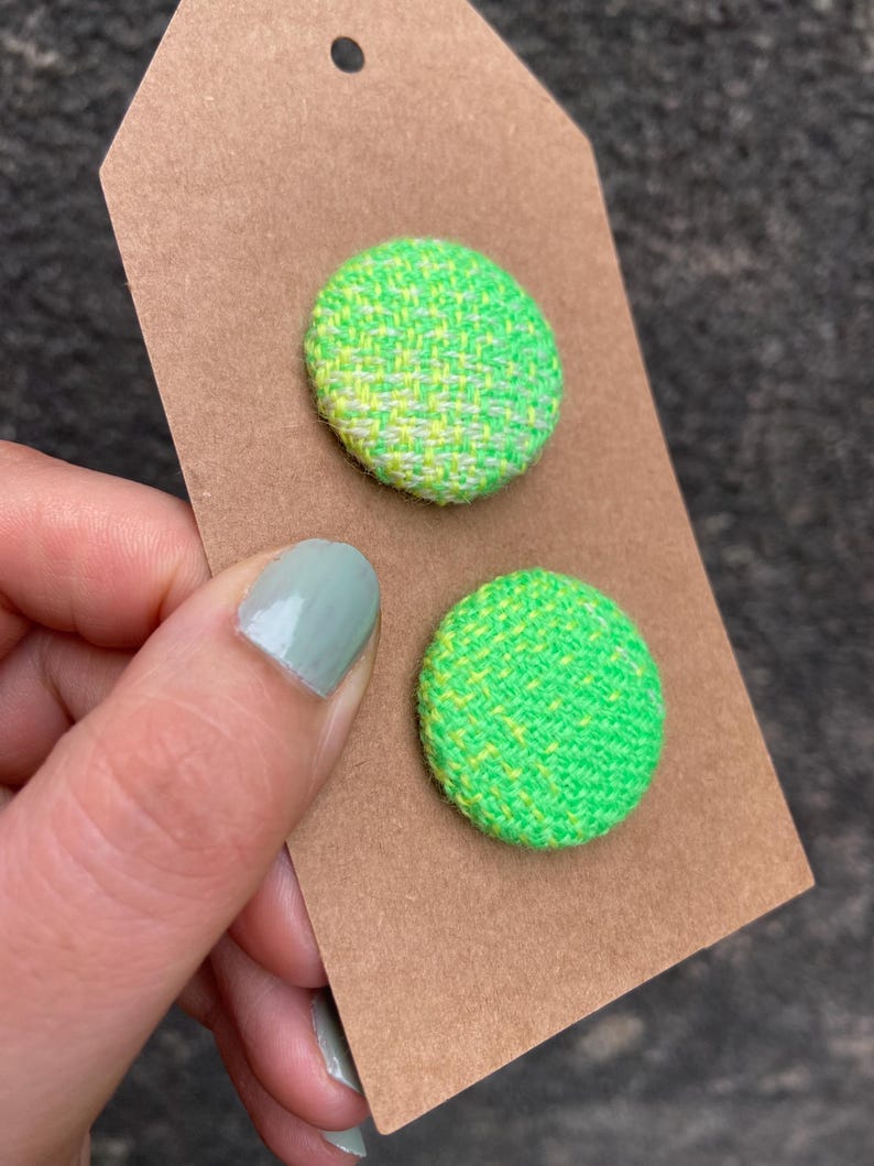 Large Neon Green and Neon Yellow Buttons Handwoven Fabric Covered ...