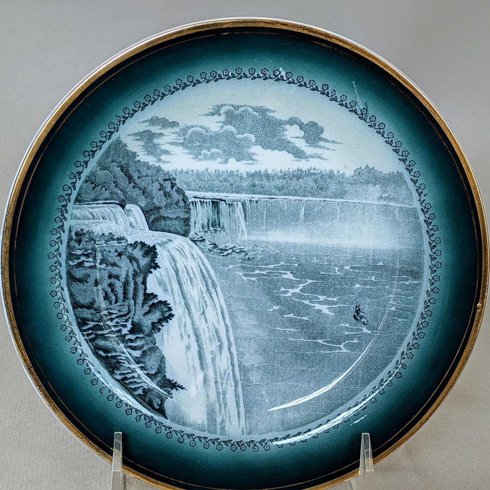 BUFFALO POTTERY Niagara Falls Teal Transferware Souvenir Plate | Etsy