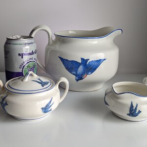 Vintage Bluebird Pitcher, Sugar & Creamer KTK 1930s Ohio Pottery - Etsy