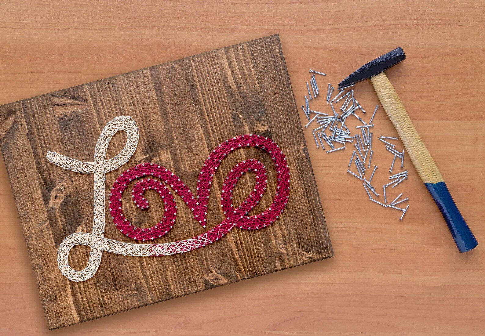 Red and White Love String Art Kit DIY String Art Love Sign - Etsy India