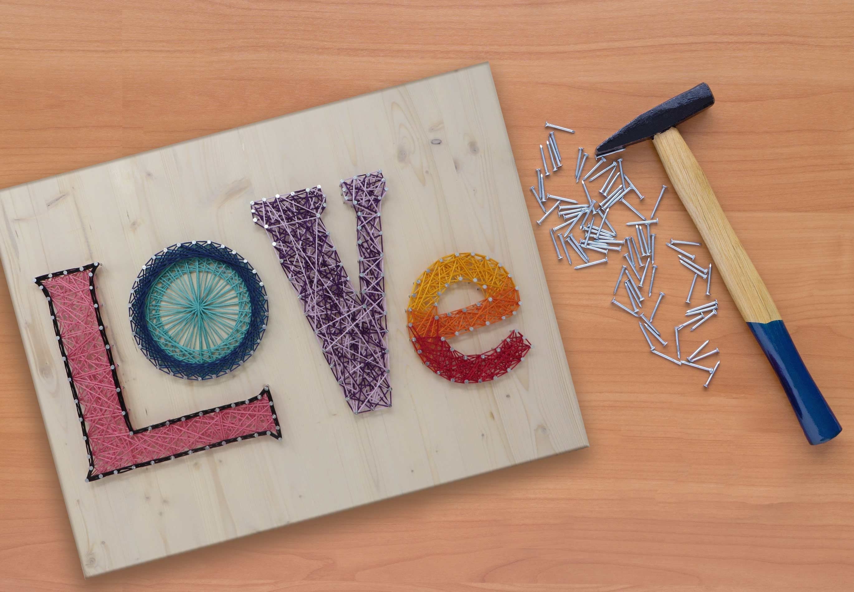 Colorful Love String Art Kit Love Crafting Sign Wooden Love | Etsy