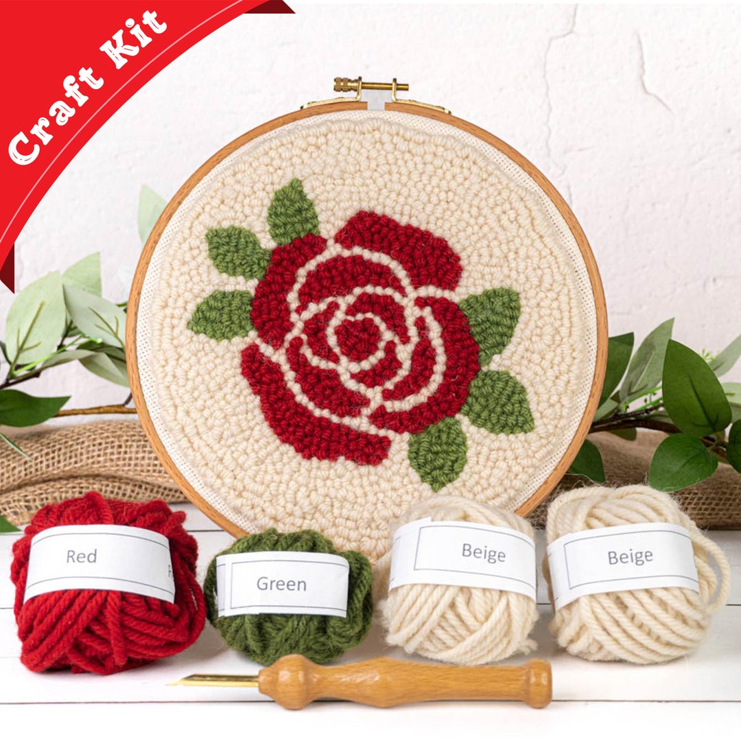Rose Mini Punch Needle Kit - DIY Crafting Kit for Beginners and Experts ...