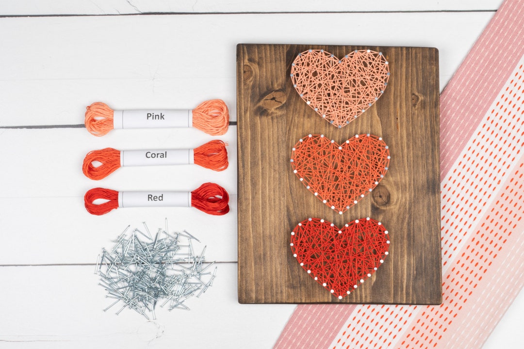 DIY String Art Mini Kit - All Supplies Included, Hearts String Art Kit ...