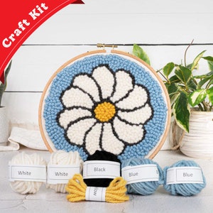 Daisy Mini Punch Needle Kit - Supplies Includes Monks Cloth, Punch Needle, Wool Yarn, and More ...