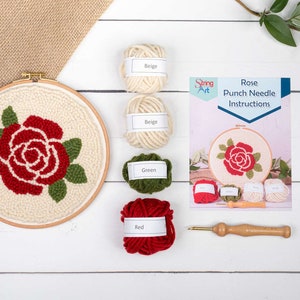 Rose Mini Punch Needle Kit - DIY Crafting Kit for Beginners and Experts ...
