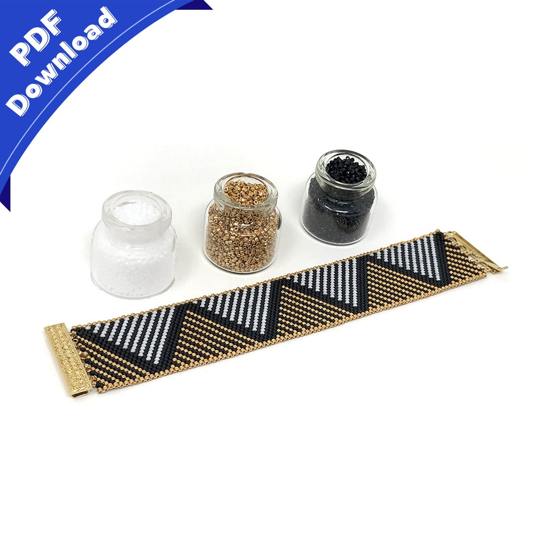 Digital Download Pattern and Instructions - Gold White Triangle Peyote ...