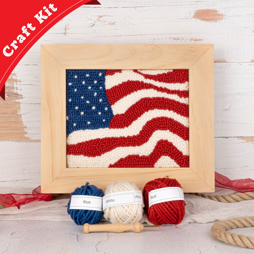 American Flag Punch Needle Kit - DIY Kit Includes All Crafting Supplies ...