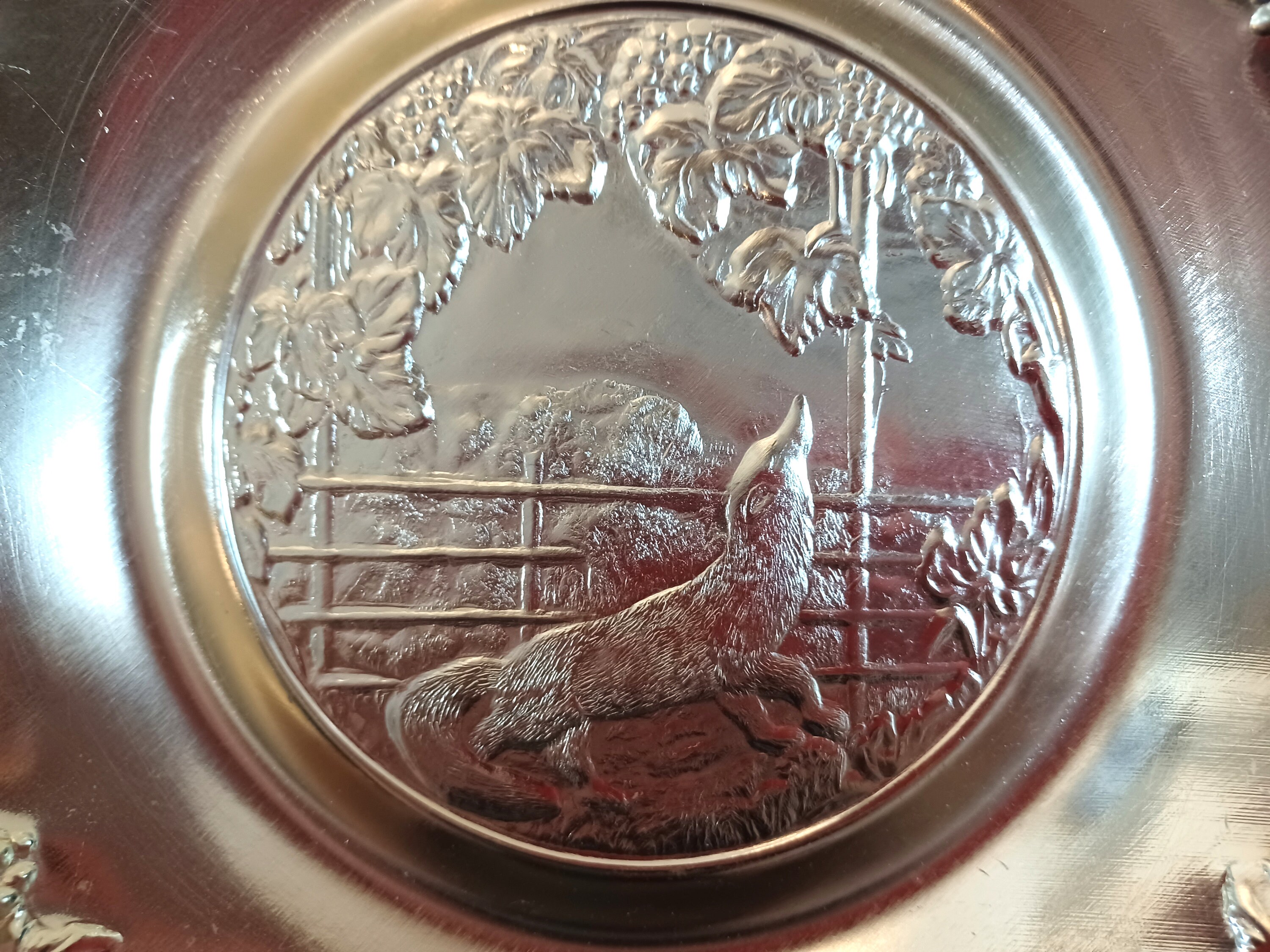 Aluminum Fox Bowl Fox Serving Tray With Handles, Country Fox Grape ...