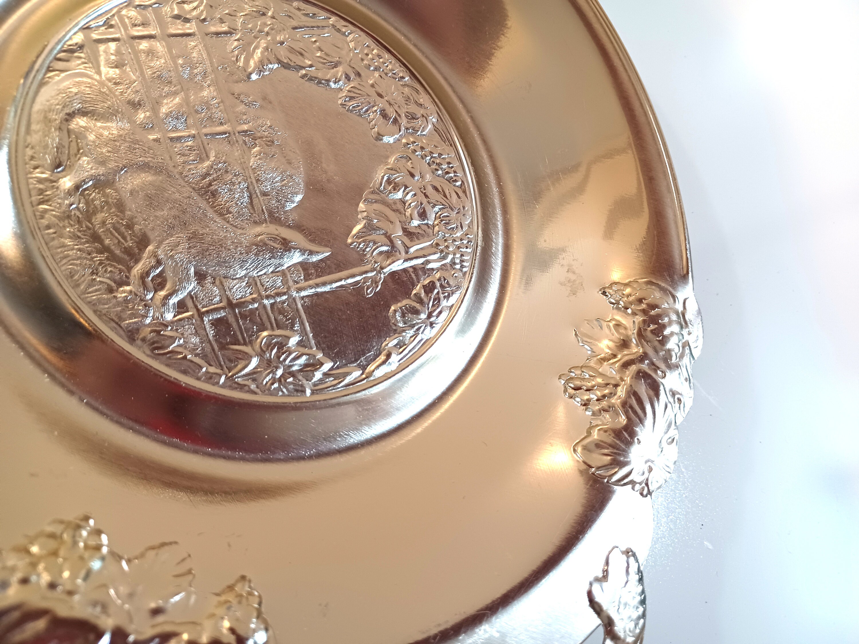 Aluminum Fox Bowl Fox Serving Tray With Handles, Country Fox Grape ...