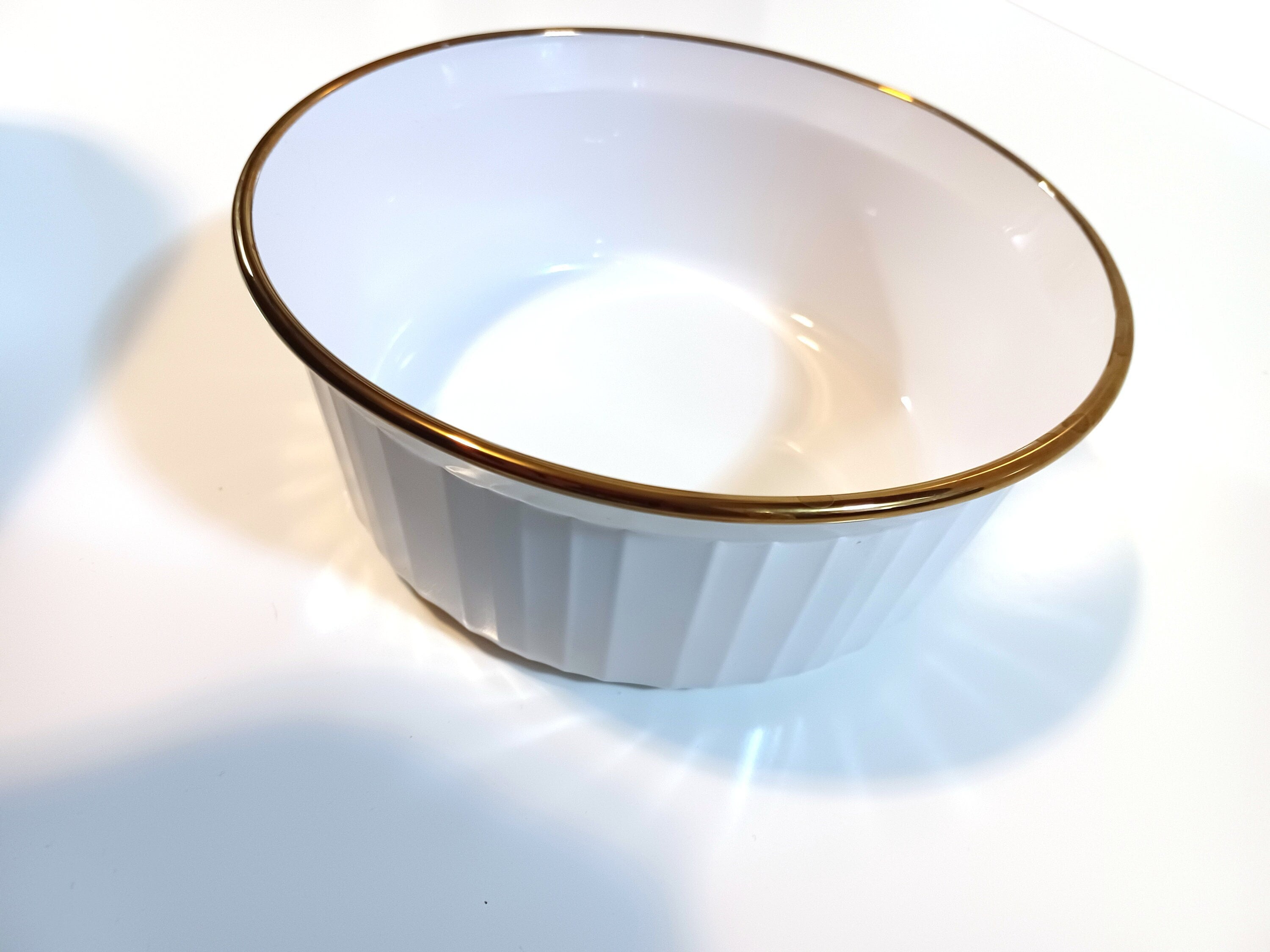Beautiful White and Gold Corning Ware F-5-B 16 Liter USA Bowl White ...