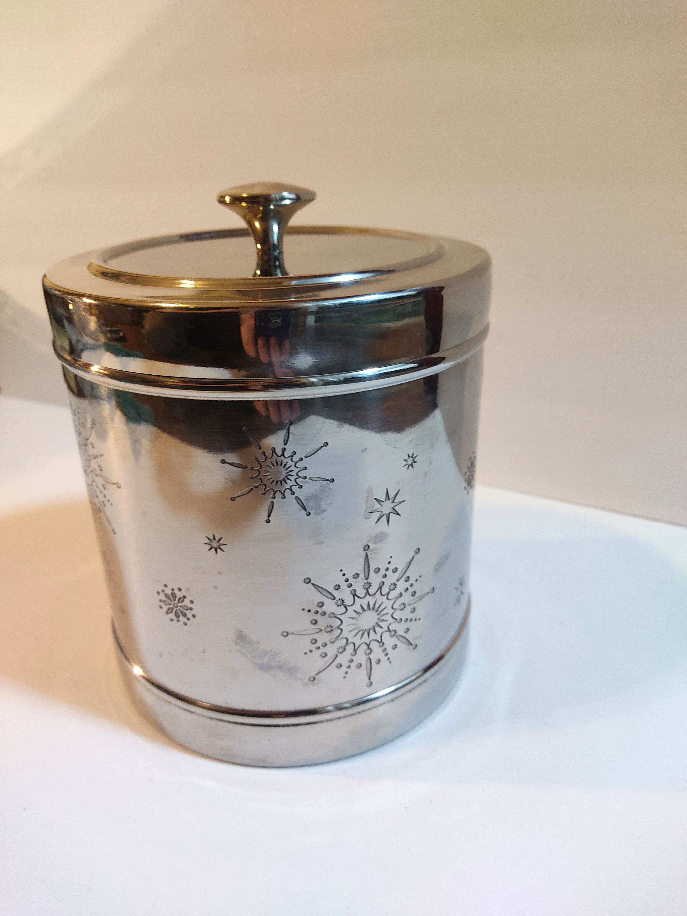 Metal Ice Bucket Small Snowflake Steel Double Walled Ice Bucket or ...