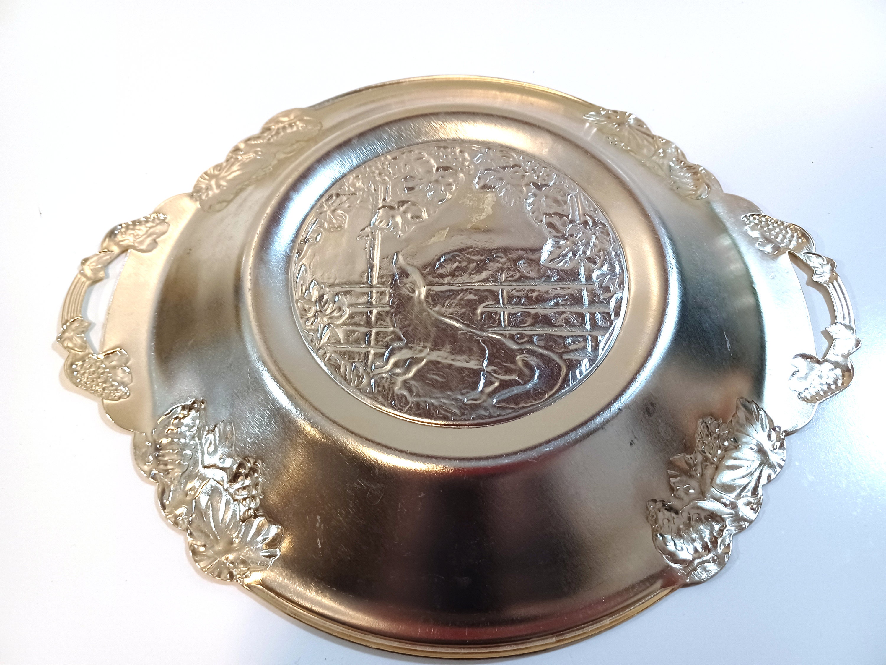 Aluminum Fox Bowl Fox Serving Tray With Handles, Country Fox Grape ...