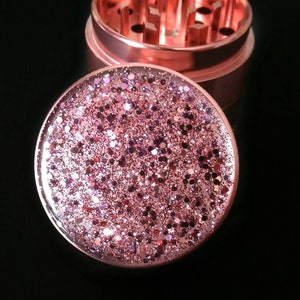 Mini Pink Rose Gold Glitter Aluminium Herb Tobacco Grinder Girly ...