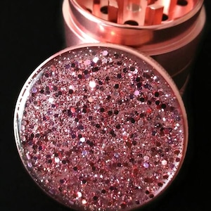 Mini Pink Rose Gold Glitter Aluminium Herb Tobacco Grinder Girly ...