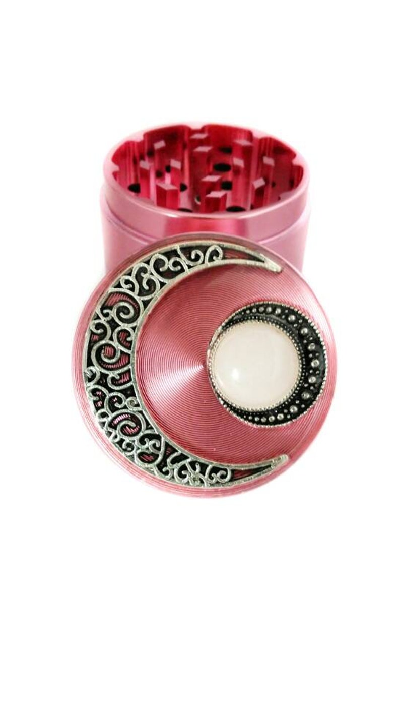 Mini Pink Rose Quartz Triple Moon Aluminium Herb Tobacco | Etsy