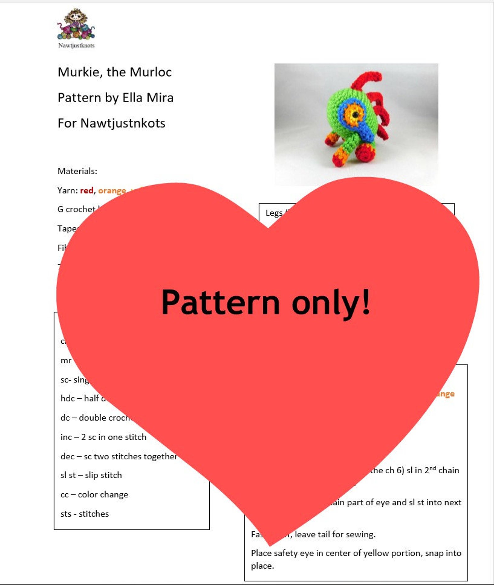 Murloc Pattern World of Warcraft Pattern Video Game Doll | Etsy