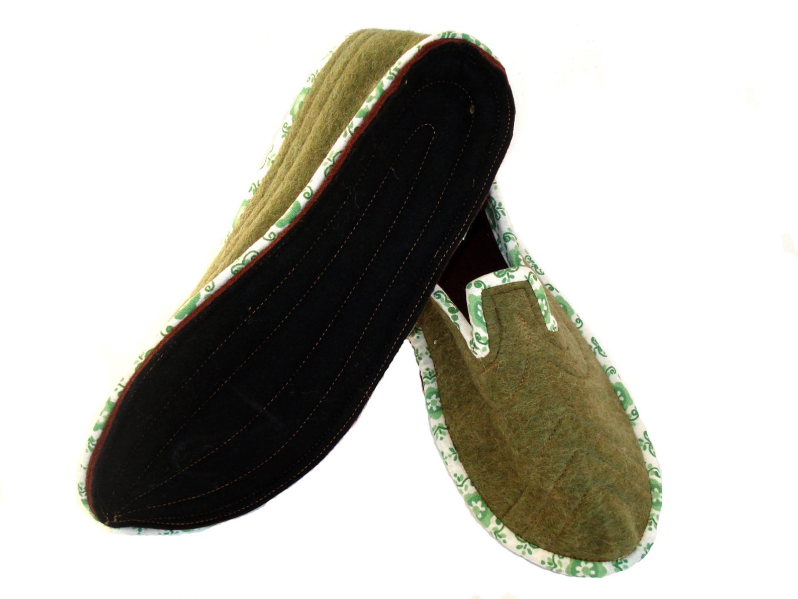 Green Wool Mens House Slippers Soft Sole Shoes Slippers for - Etsy