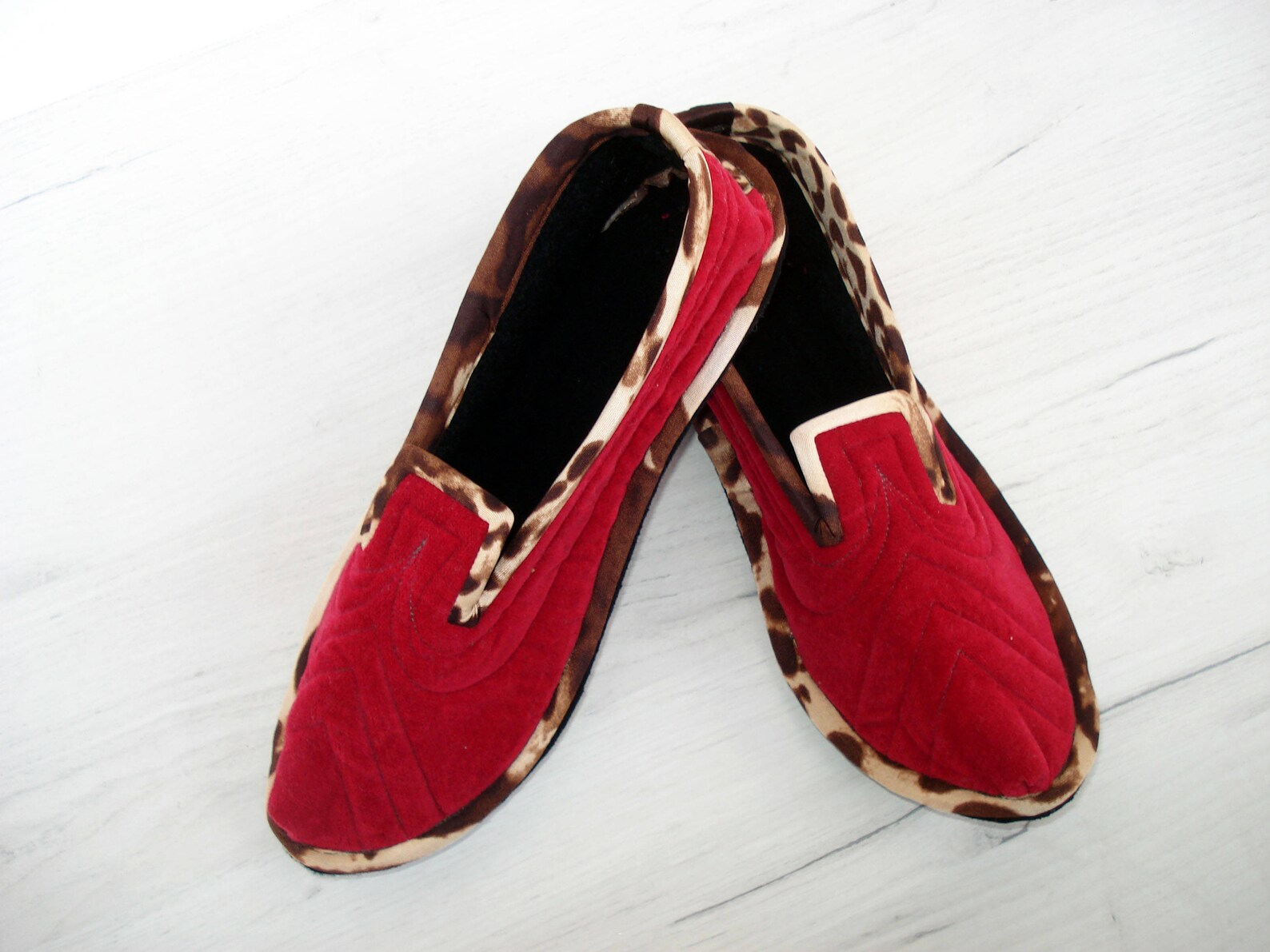 Velvet Womens Slippers, Red Wool House Slippers, Wool Shoes Woman ...