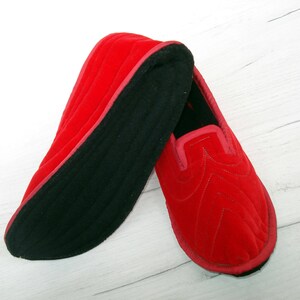 Red Wool Slippers for Woman, House Slippers, Velvet Home Shoes ...
