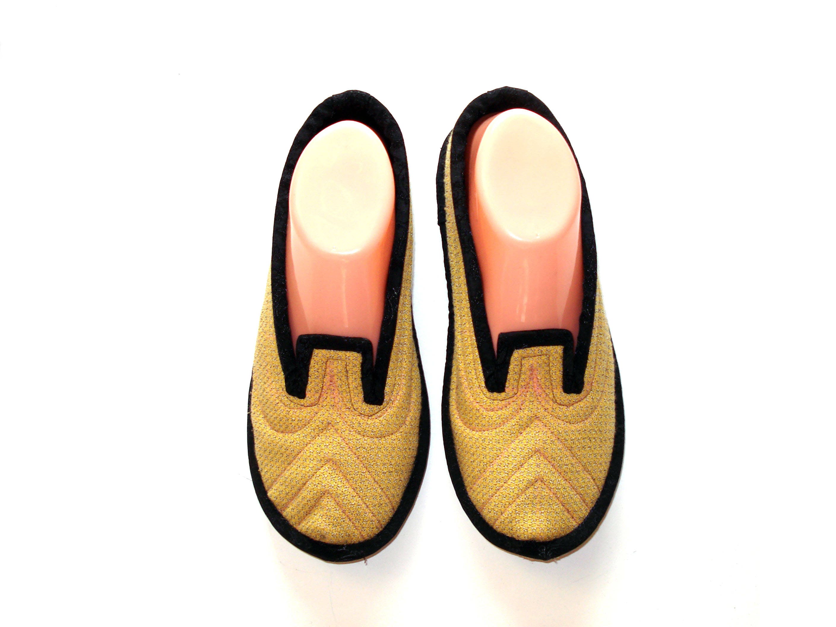 Yellow Womens Wool Slippers, Thick Slippers Women, Soft Sole Shoes ...