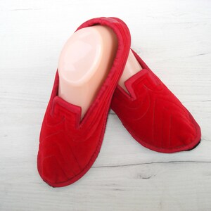 Red Wool Slippers for Woman, House Slippers, Velvet Home Shoes ...