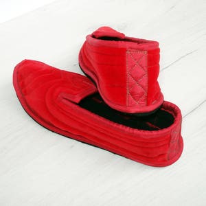 Red Wool Slippers for Woman, House Slippers, Velvet Home Shoes ...