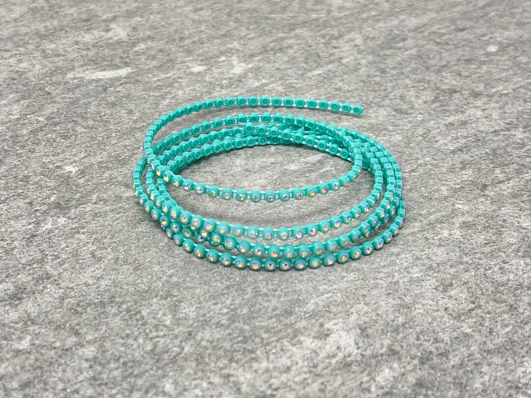 SS6, Rhinestone Banding, Turquoise Green, AB Finish Clear Crystals, 1, 3, 5 or 10 Yards - Etsy