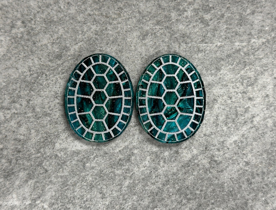 Green Blue Marble Turtle Shell, Oval /acrylic Cabs/gems/beading ...