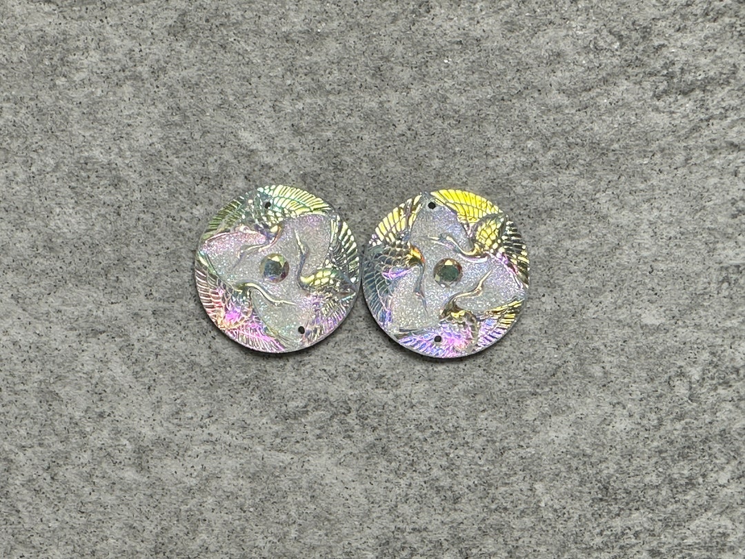 Crystal Triple Crane Pair, 25mm Round Cabochon With AB Finish, F4 - Etsy
