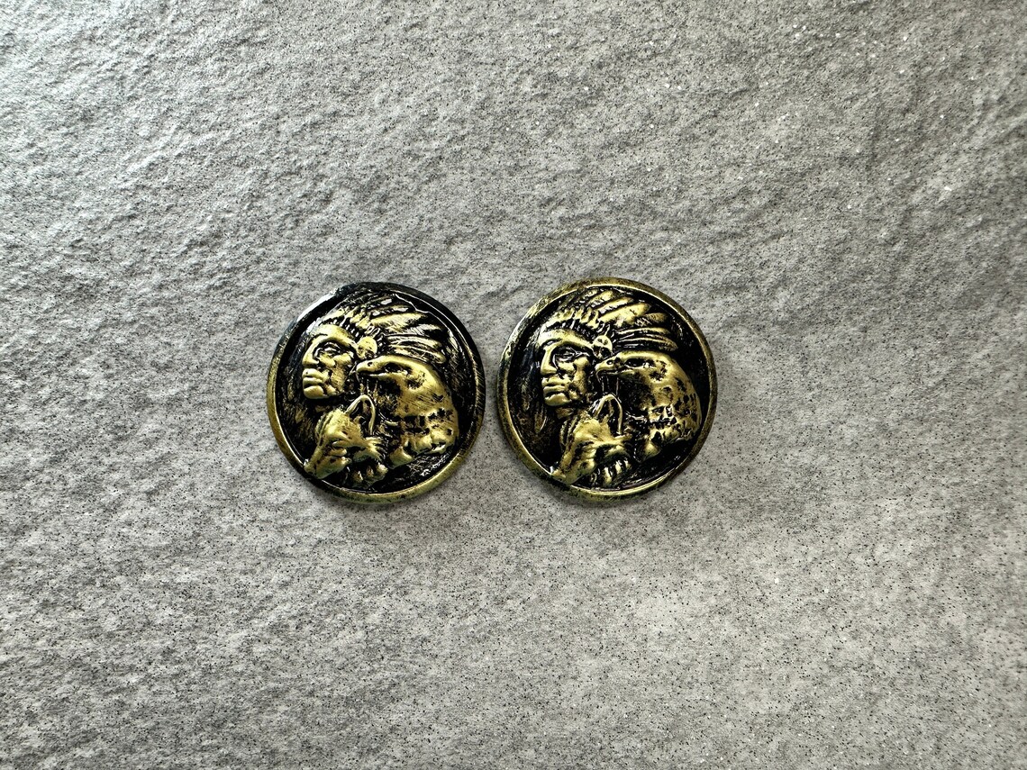 Gold Chief, Eagle, & Wolf Round Pair, 35mm Resin Cabochons Gems, G20 - Etsy