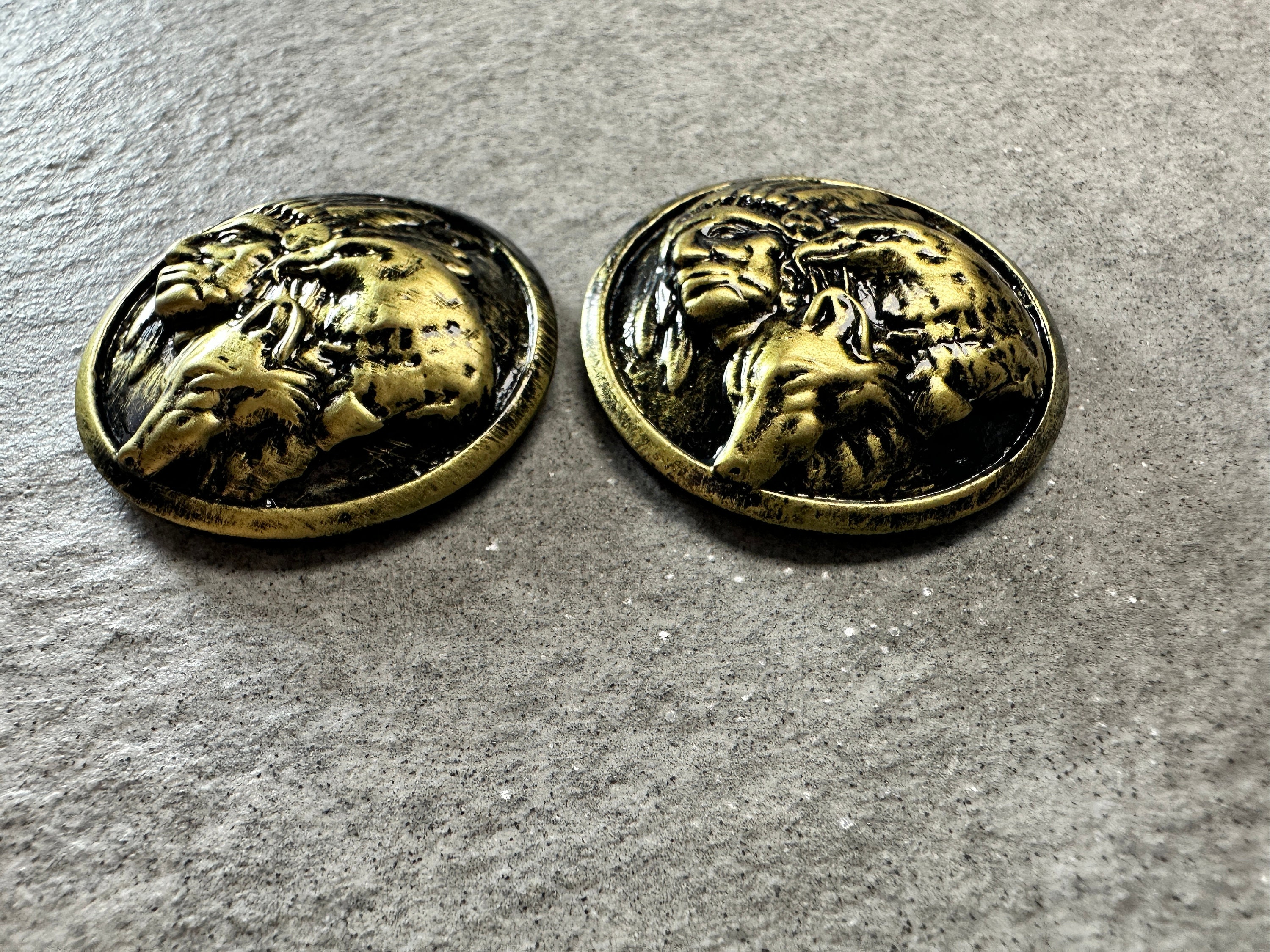 Gold Chief, Eagle, & Wolf Round Pair, 35mm Resin Cabochons Gems, G20 - Etsy