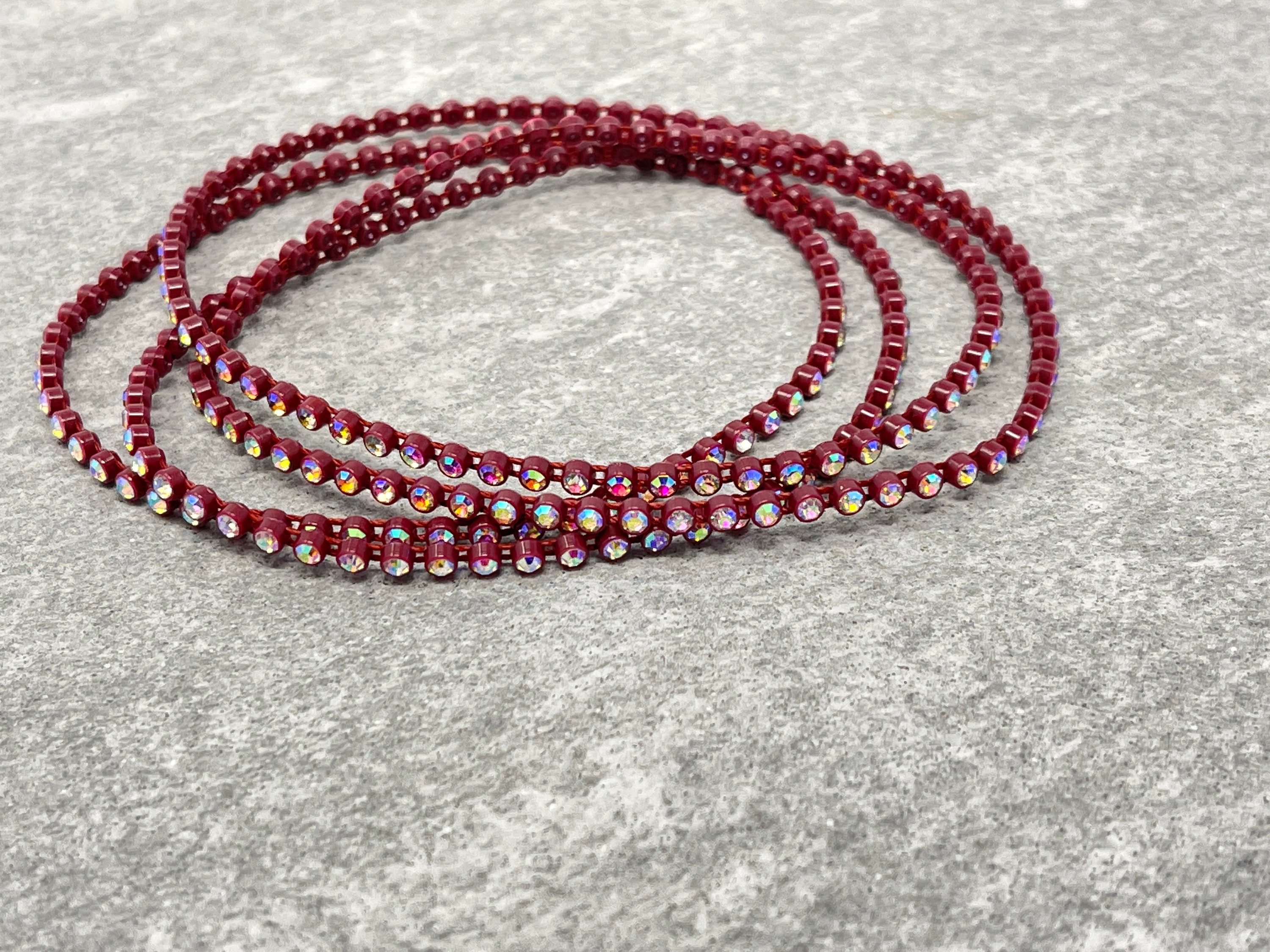 SS8 Rhinestone Banding Maroon AB Finish Clear Crystals 1 - Etsy