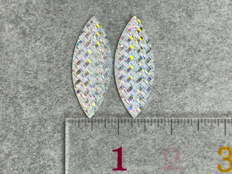 Basket Weave, Transparent With AB Coating. Horse Eye, Pair, 20x50mm ...