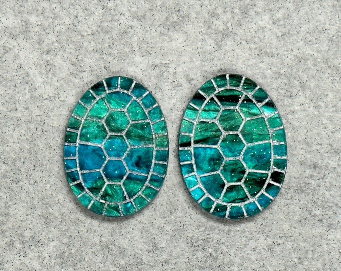 Green Blue Marble Turtle Shell, Oval /acrylic Cabs/gems/beading ...