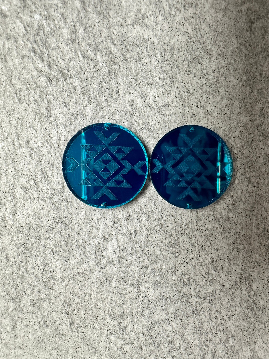 Teal Native Aztec Design, Round 25mm, Mirror Acrylic Cabochons #41 - Etsy