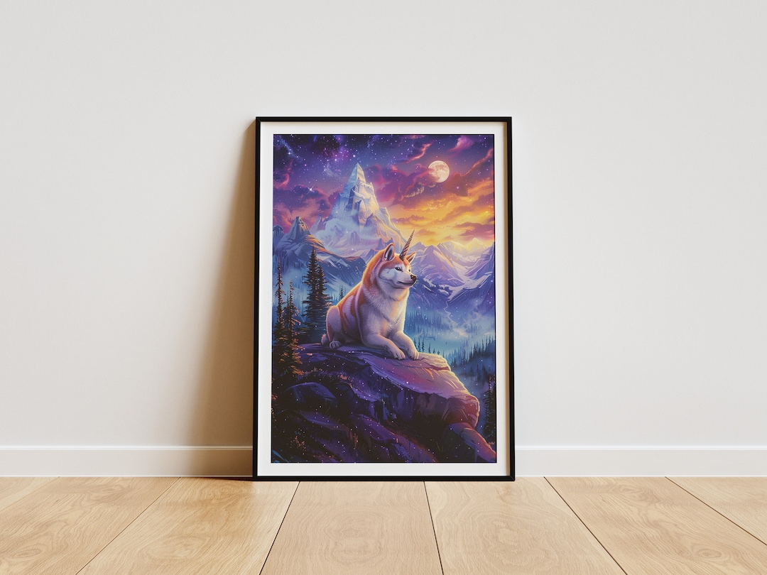 Shiba Inu Poster, Majestic Shiba Unicorn, Japanese Dog, Unique Art ...