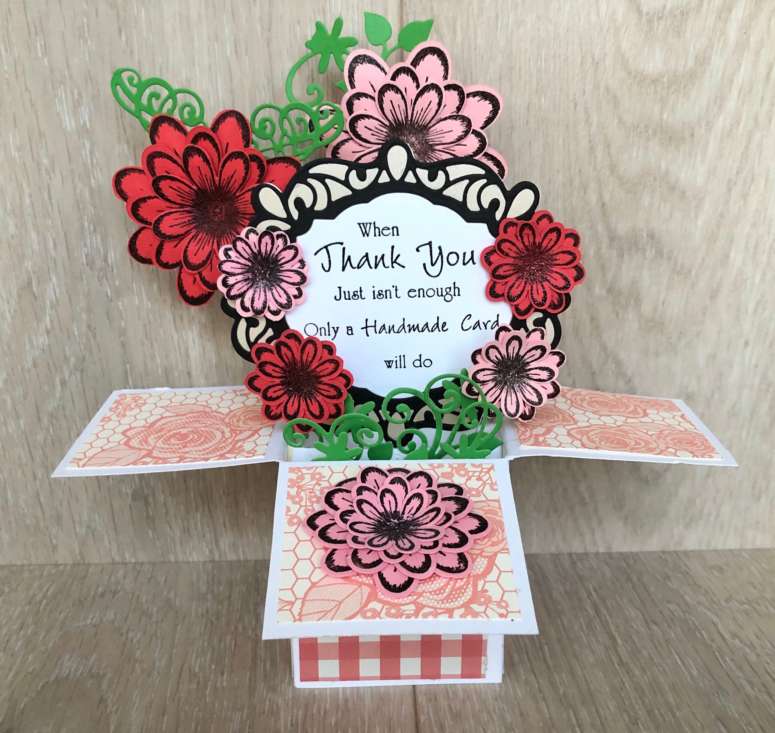 Thank You Pop Up Card Handmade Flower Thank You Pop Up Box Etsy